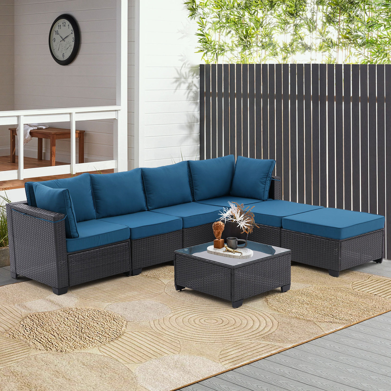 Latitude Run® 7 Pieces Outdoor Patio Furniture Set with Ottomans And ...