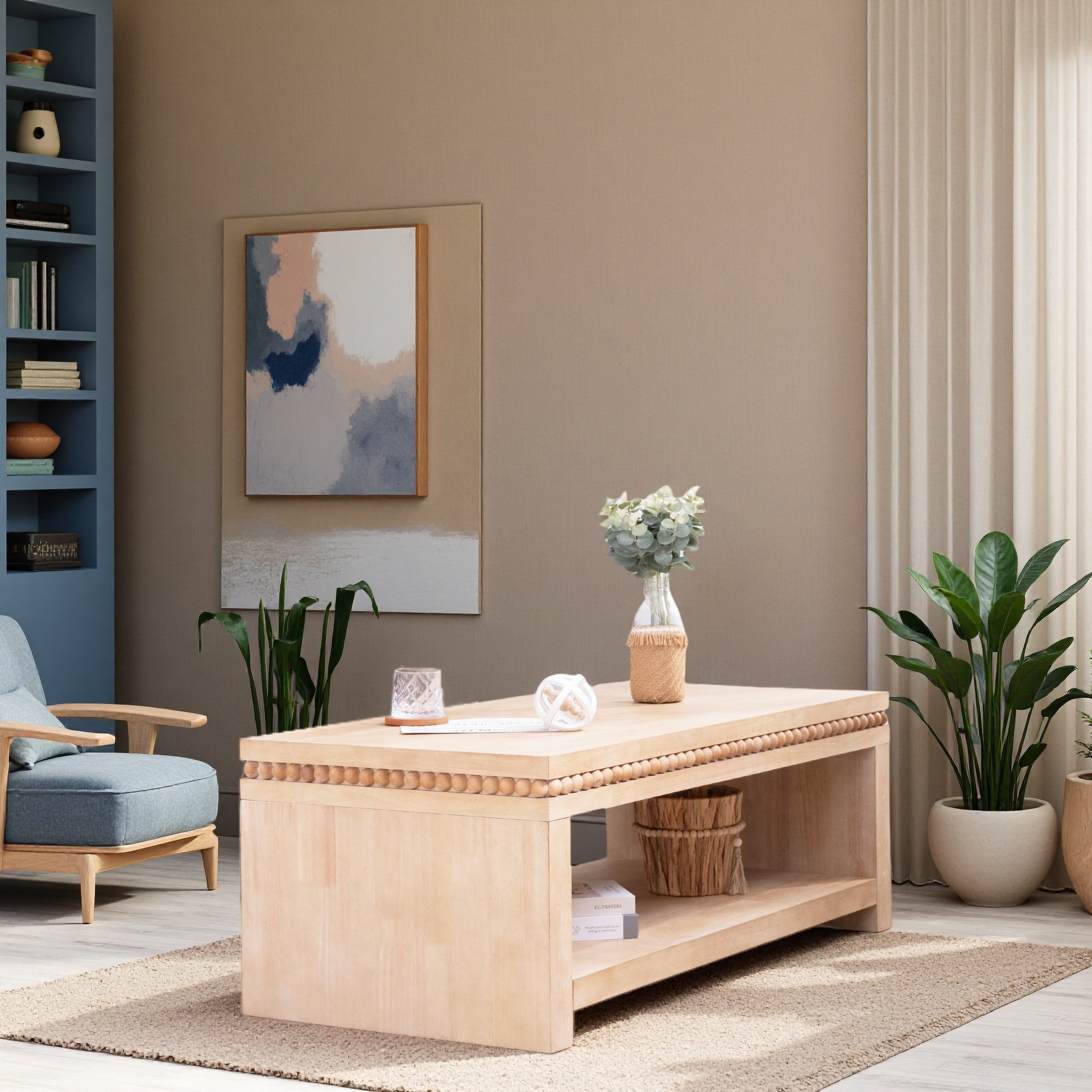 Latitude Run® Modern Wood Coffee Table With Beaded Trim – 47 ...