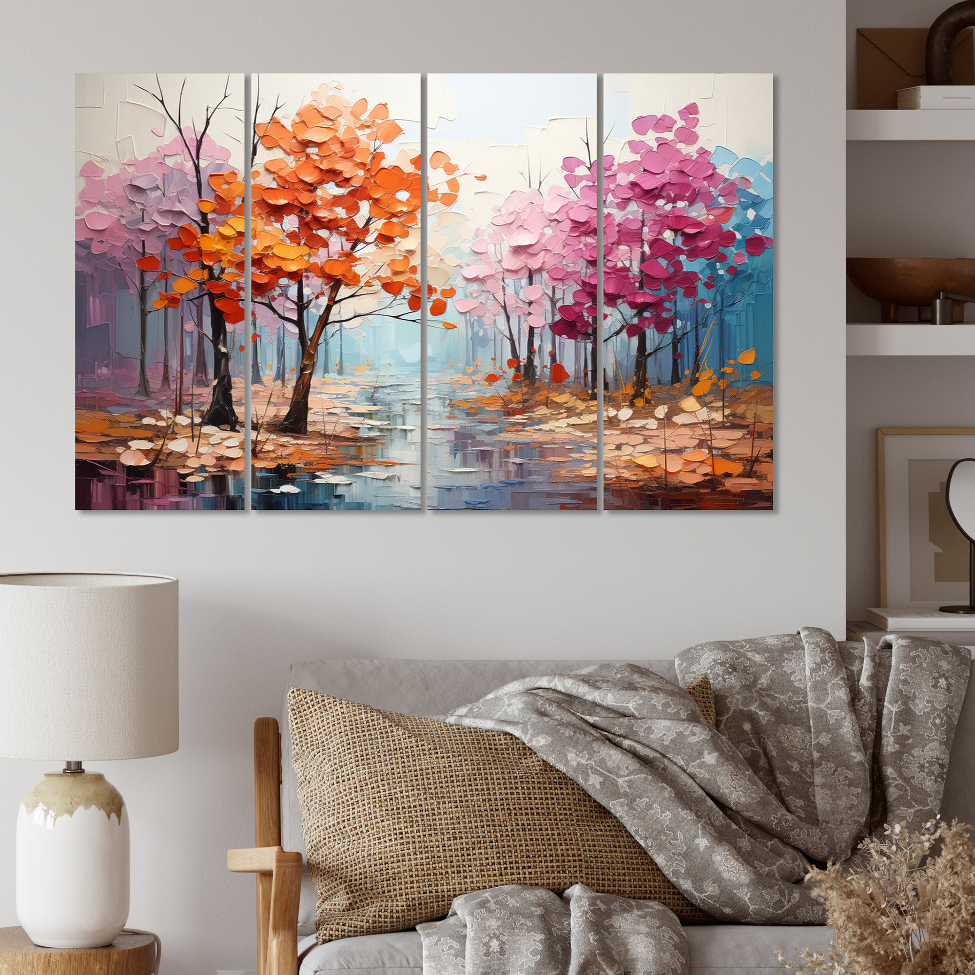 Millwood Pines Orange Pink Neo Primal Forest Collage - Landscapes ...