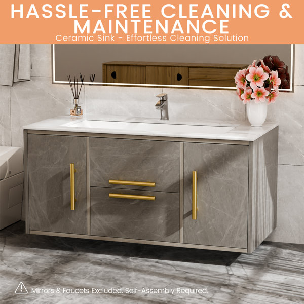 JK&D 39 Inch Bathroom Vanity with Sink, Floating Bathroom Vanities with ...