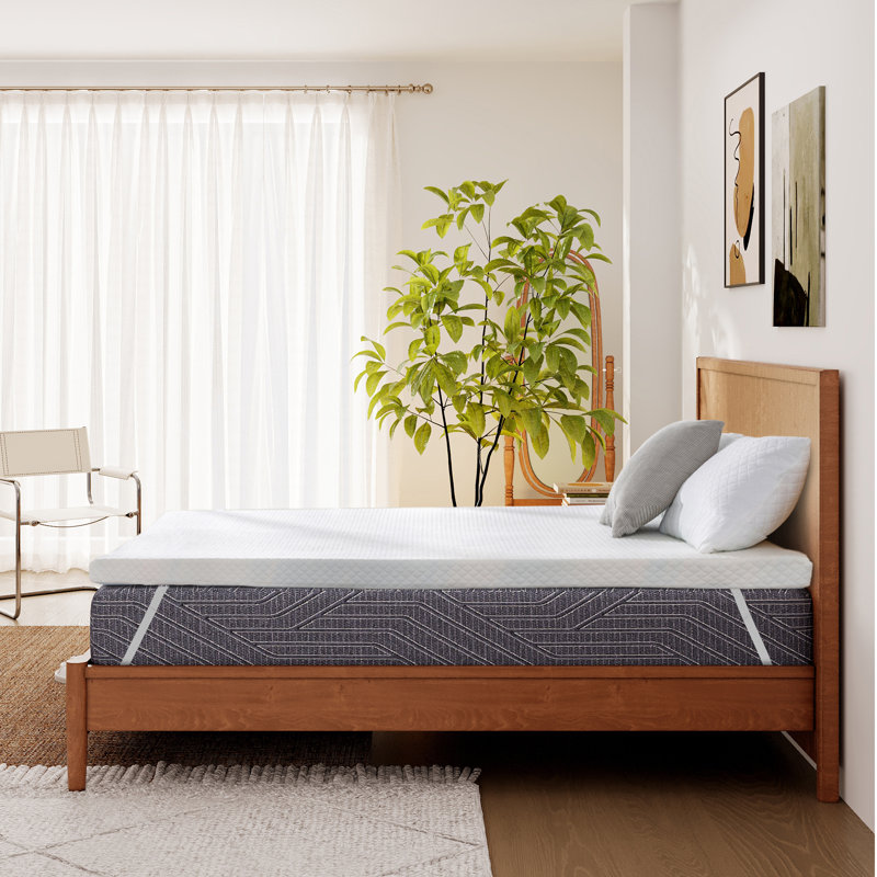 Alwyn Home Covered 3" Memory Foam Mattress Topper with Adjustable ...