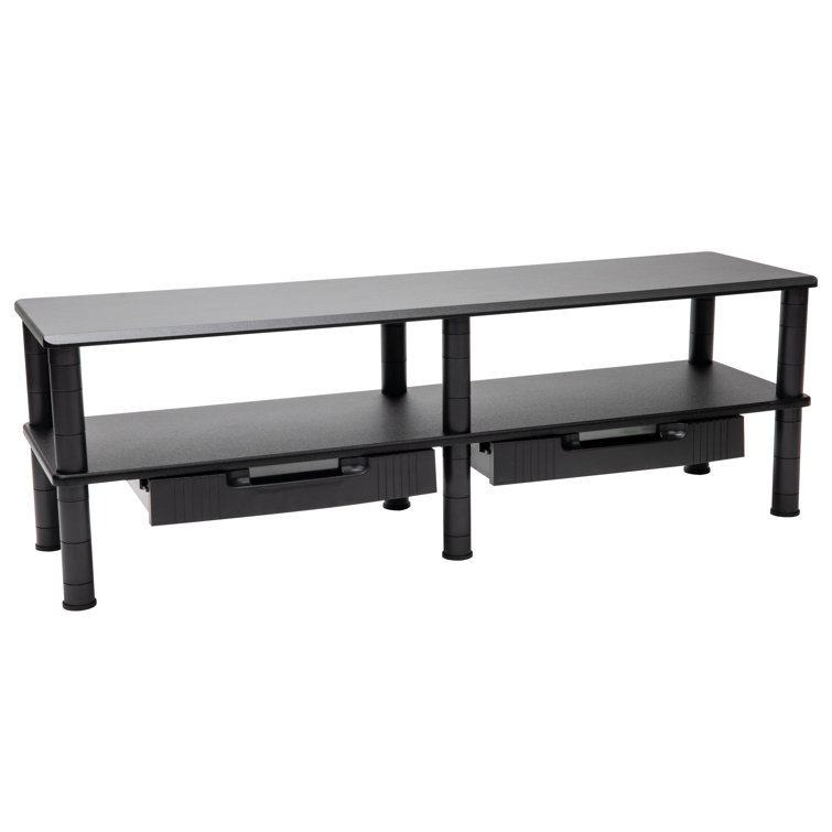 Inbox Zero Lucidio Dual Monitor Risers With Drawers, Extended 2-Tier ...