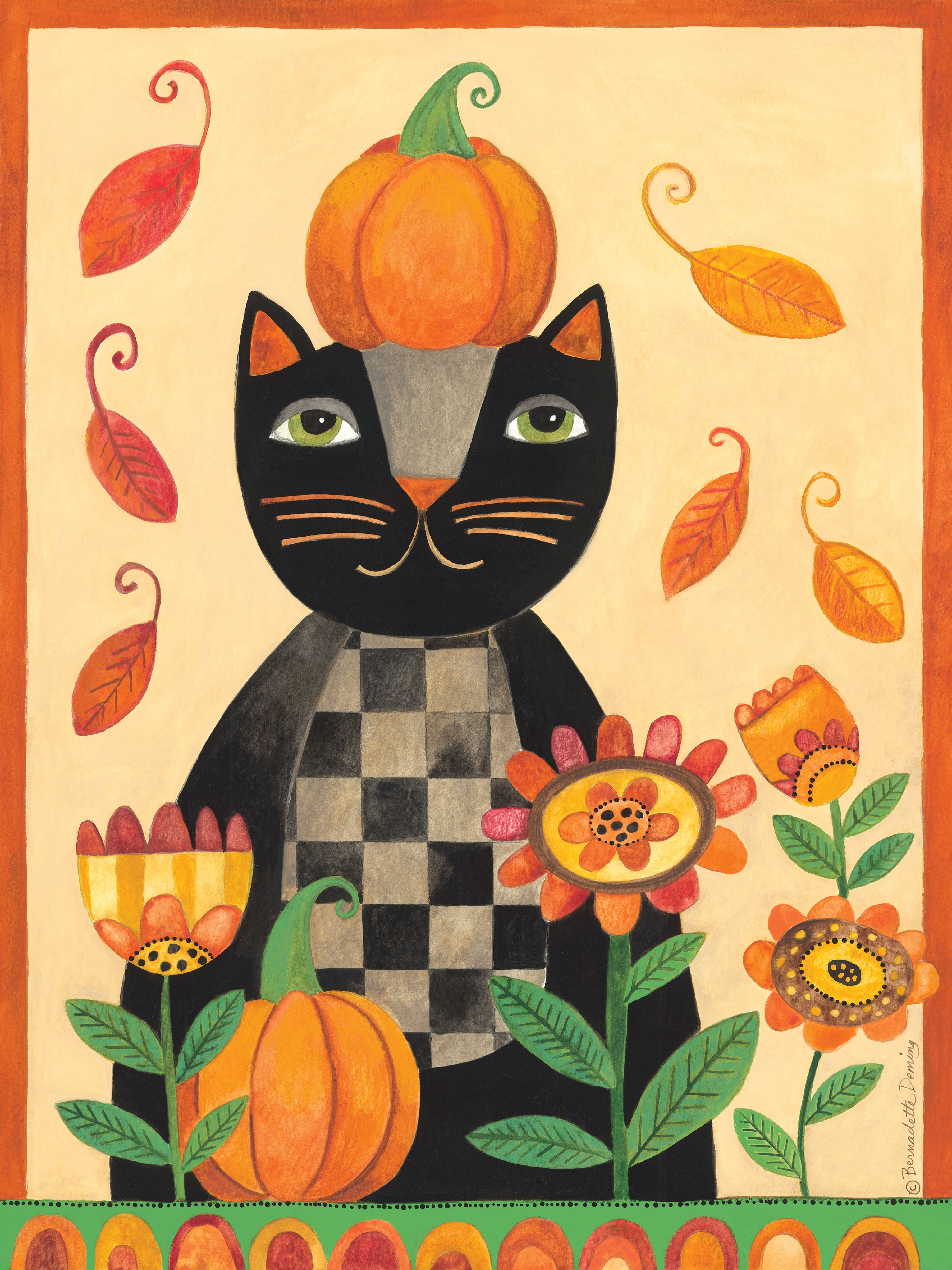 The Holiday Aisle® Jakelyn Black Cat And Pumpkins by Bernadette Deming ...
