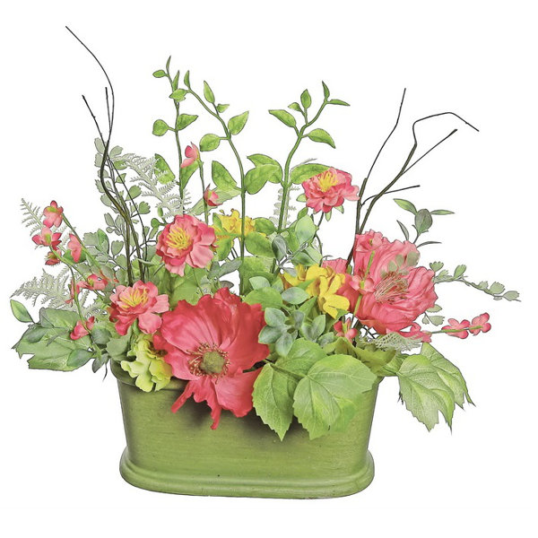 Northlight 15" Red Poppy and Orange Wildflower Artificial Floral Table ...