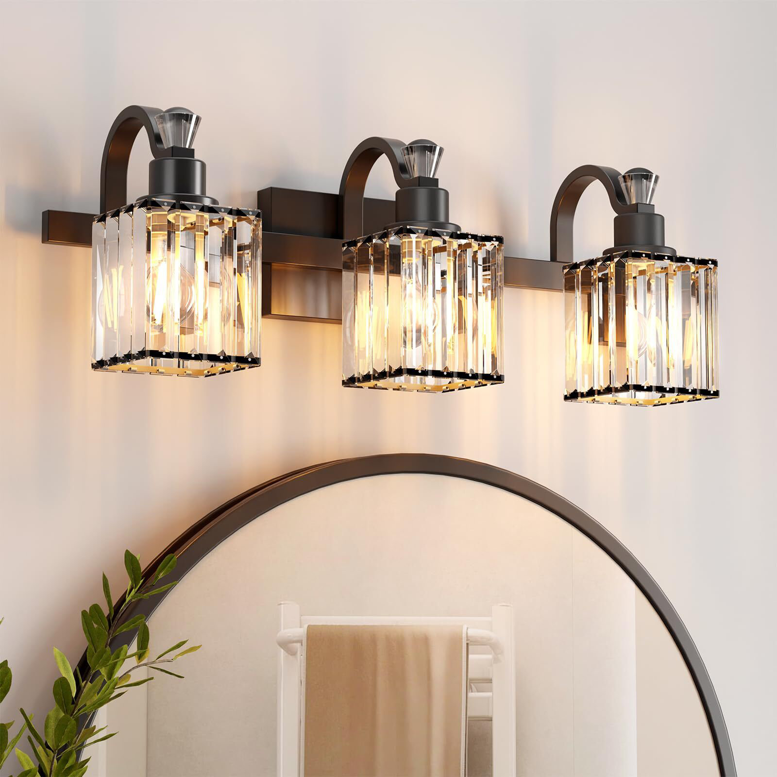 Mercer41 3 Light Bathroom Vanity Light Fixtures Modern Crystal Vanity ...