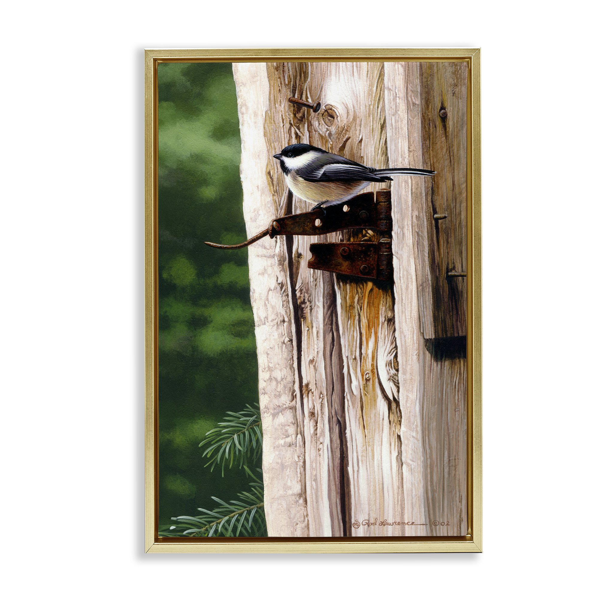 Latitude Run® Bird on Rusty Perch Framed Floater Canvas by Rod Lawrence ...
