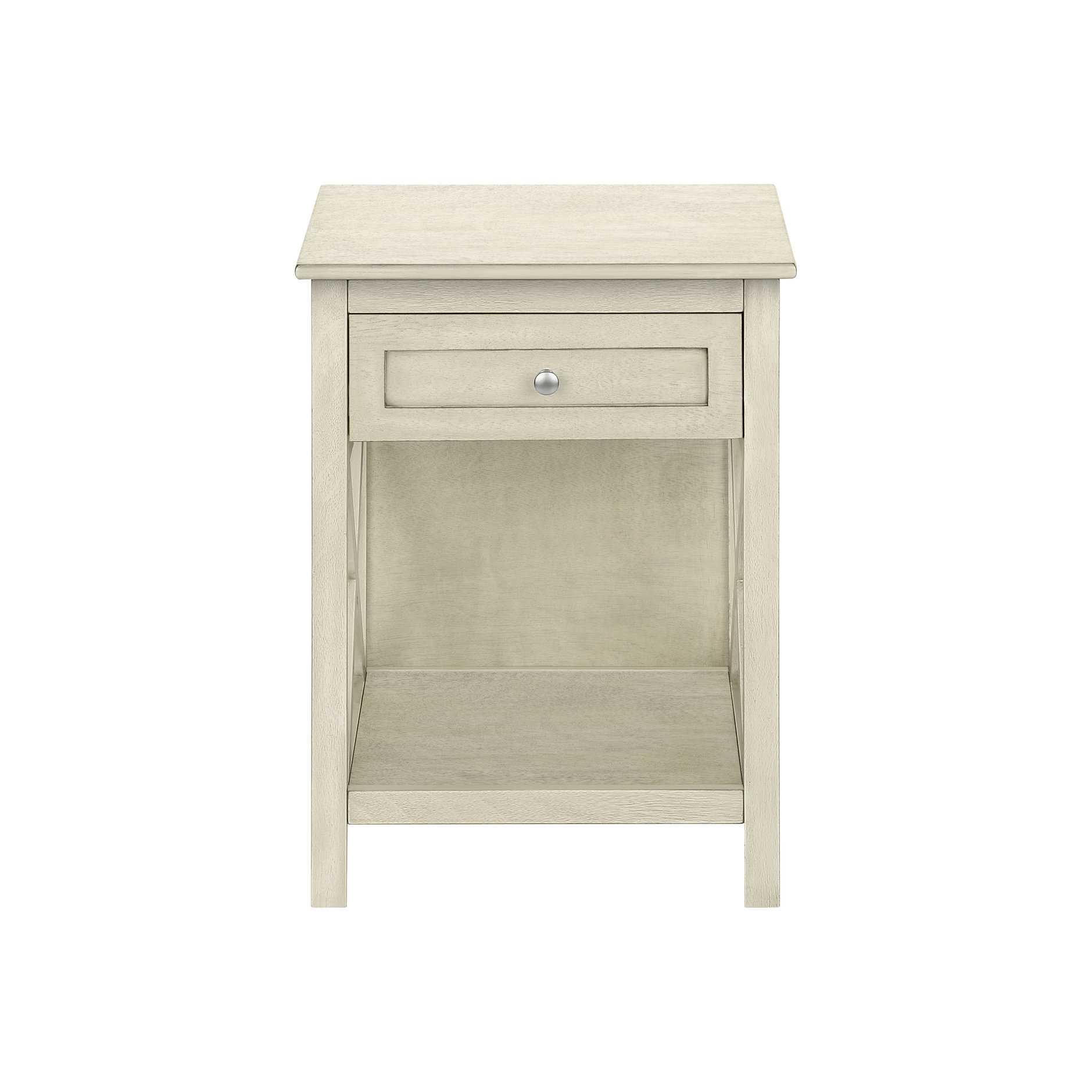 SuedeSerenade 2 Tier Living Area Table With Antique White Veneer And ...