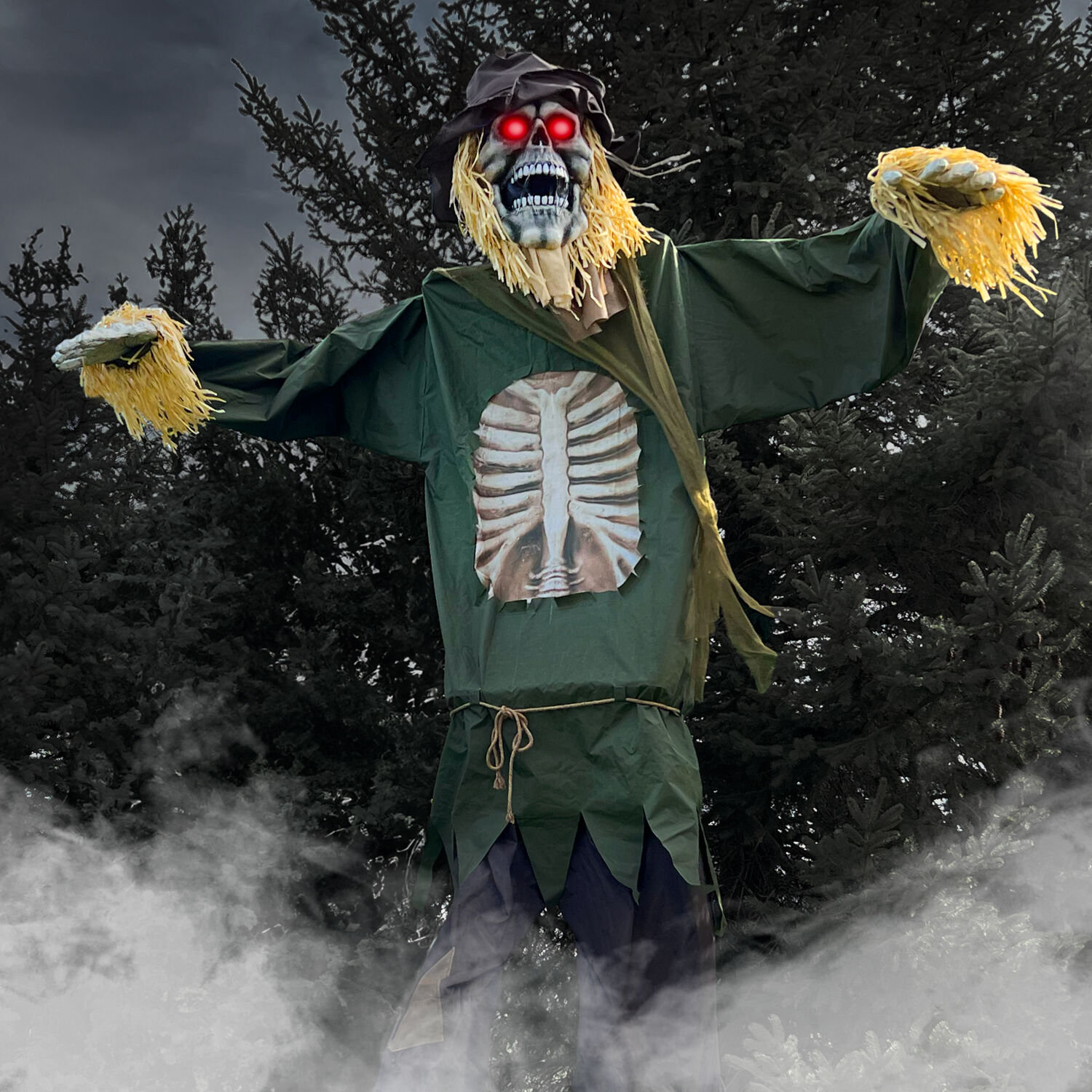 Haunted Hill Farm 15-ft. Animatronic Scarecrow for covered outdoor ...