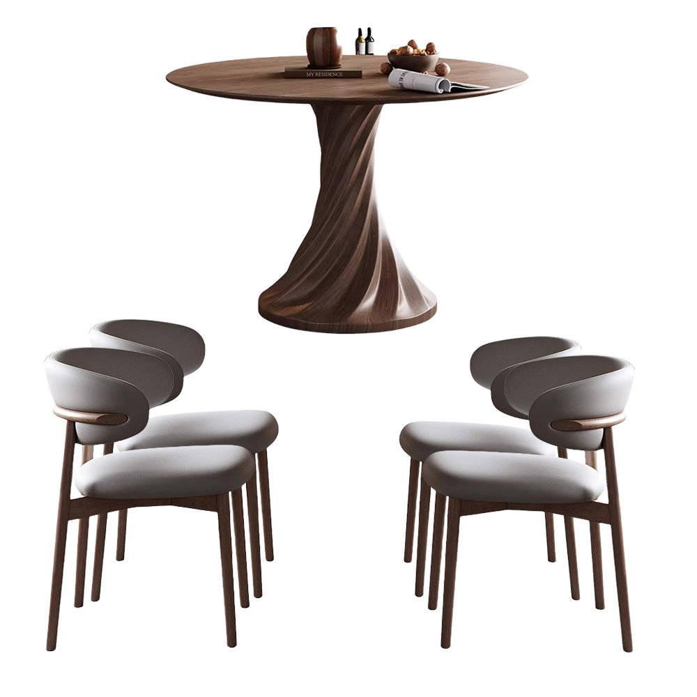 A Zoetic Home Round walnut dining table sets | Wayfair