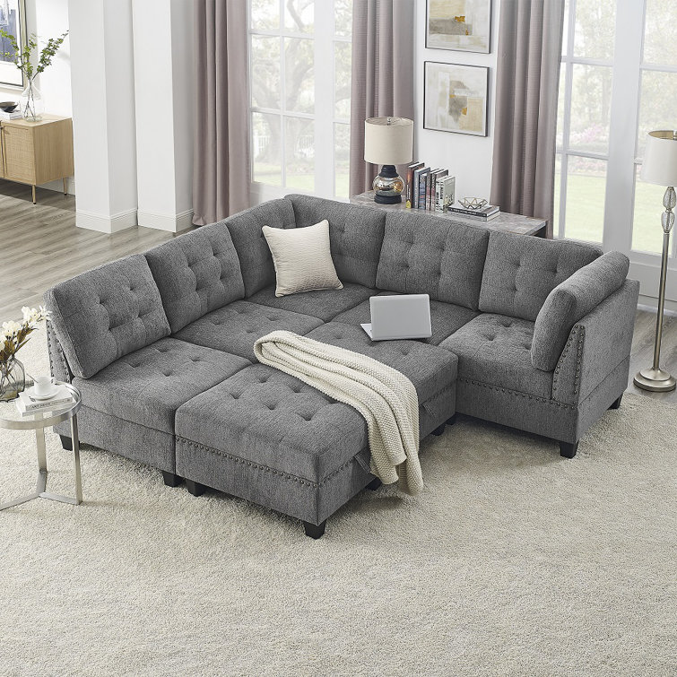 Latitude Run® Kaybri 7 - Piece Upholstered Sectional | Wayfair