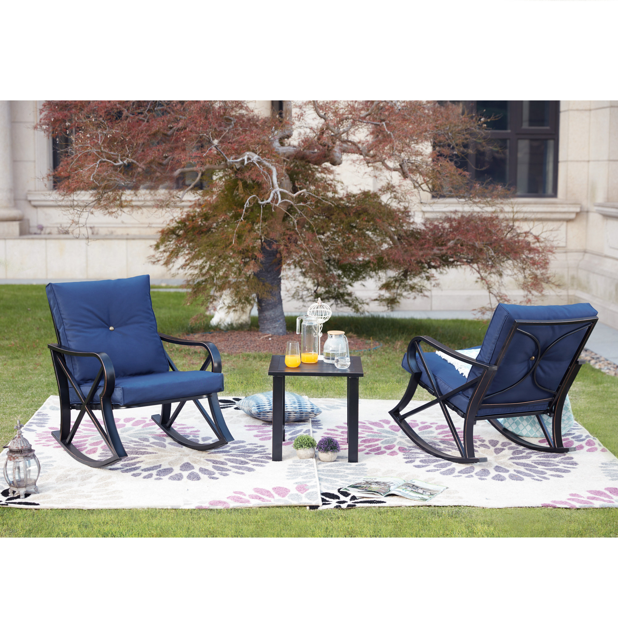 Gracie Oaks Northwich 3 Piece Rocker Seating Group with Cushions ...