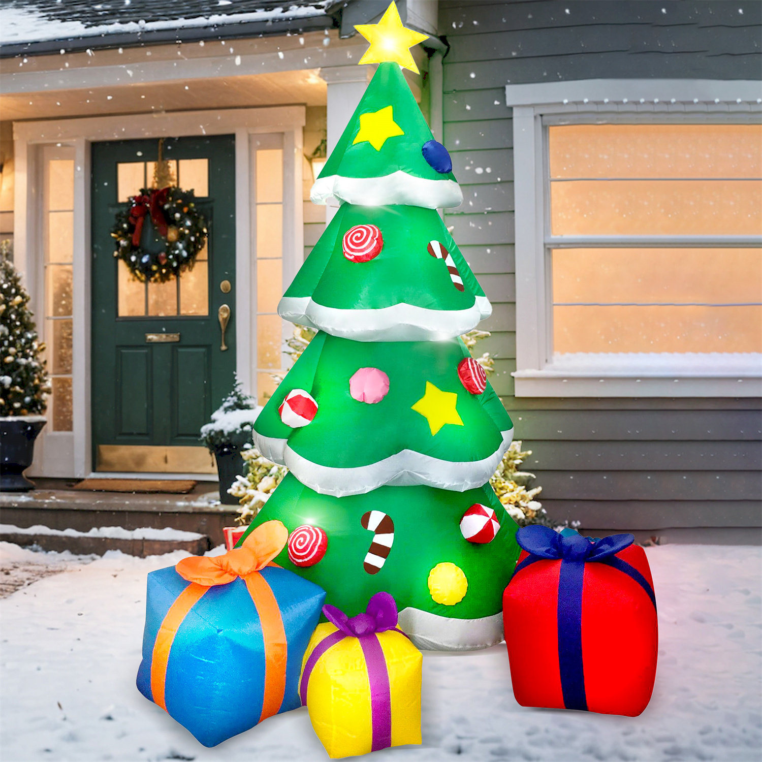 The Holiday Aisle® Christmas Tree Inflatables Outdoor Decoration, 7 FT ...