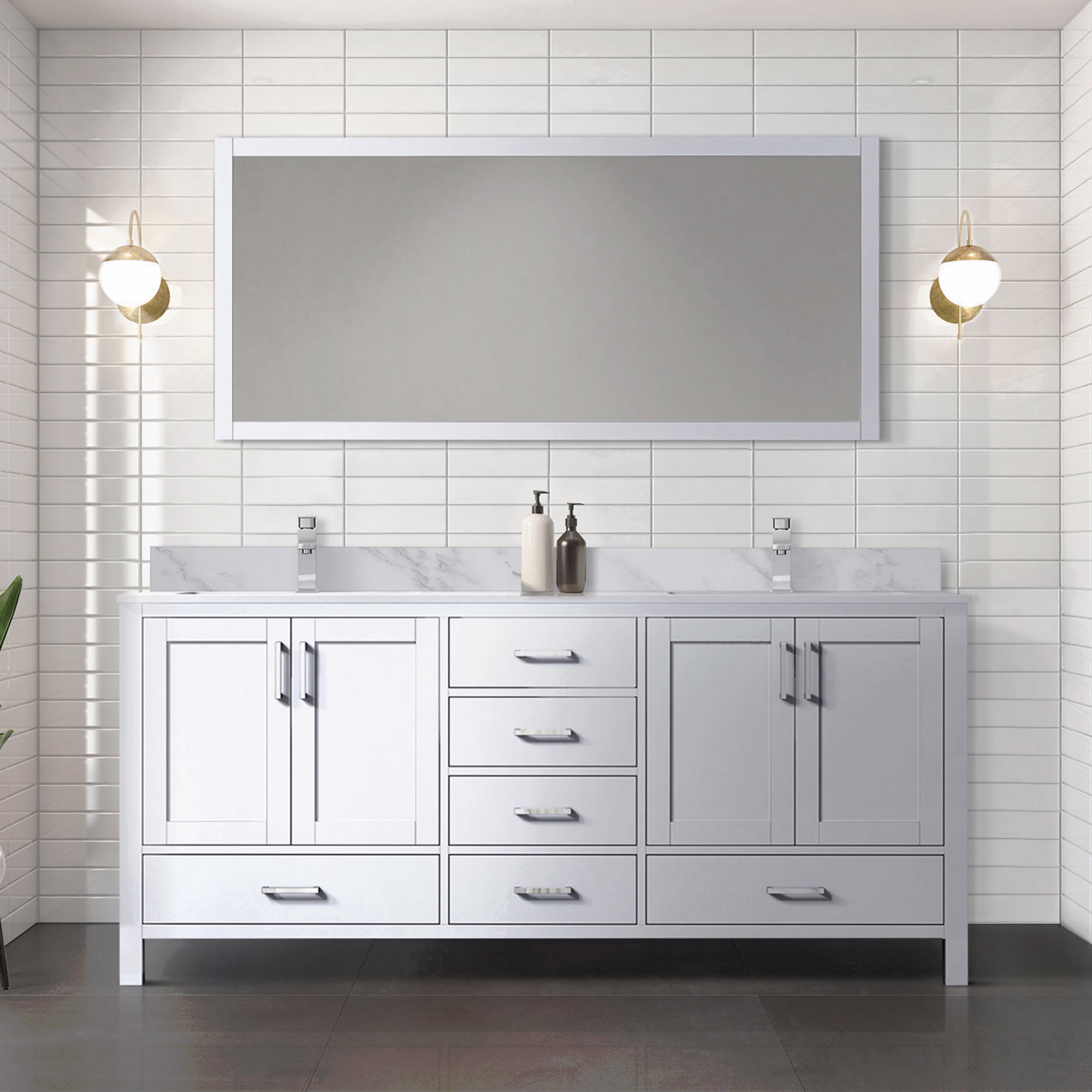 Breakwater Bay 22" D Double Basin Bathroom Vanity, Carrara Marble Top ...