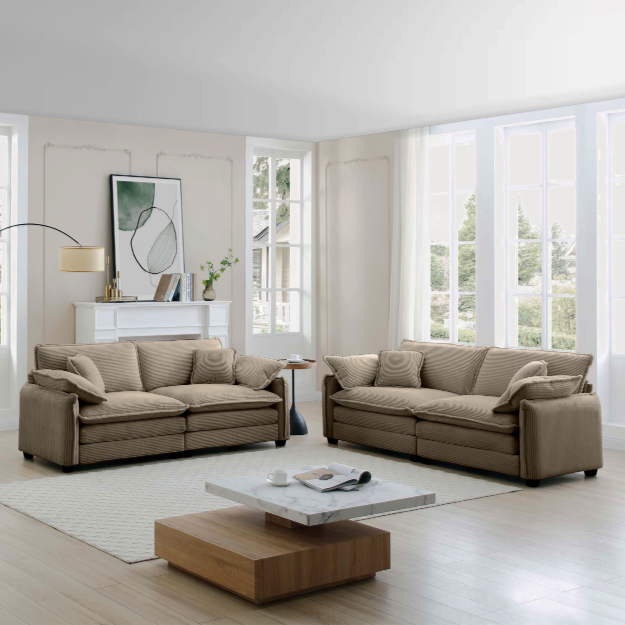 Hokku Designs Modern Living Room Sofa Two-Piece Set, Suitable For ...