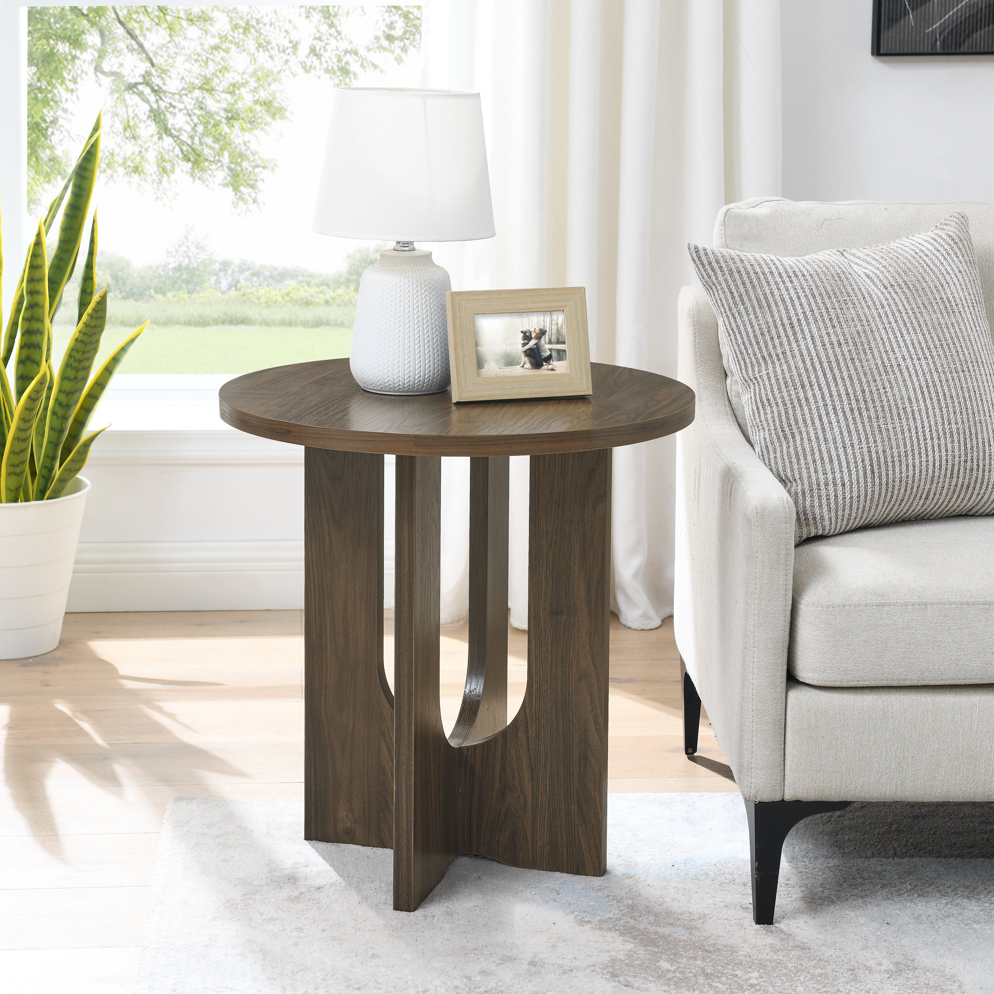George Oliver Modern Minimalist End Table - Solid Wood Nordic Style ...
