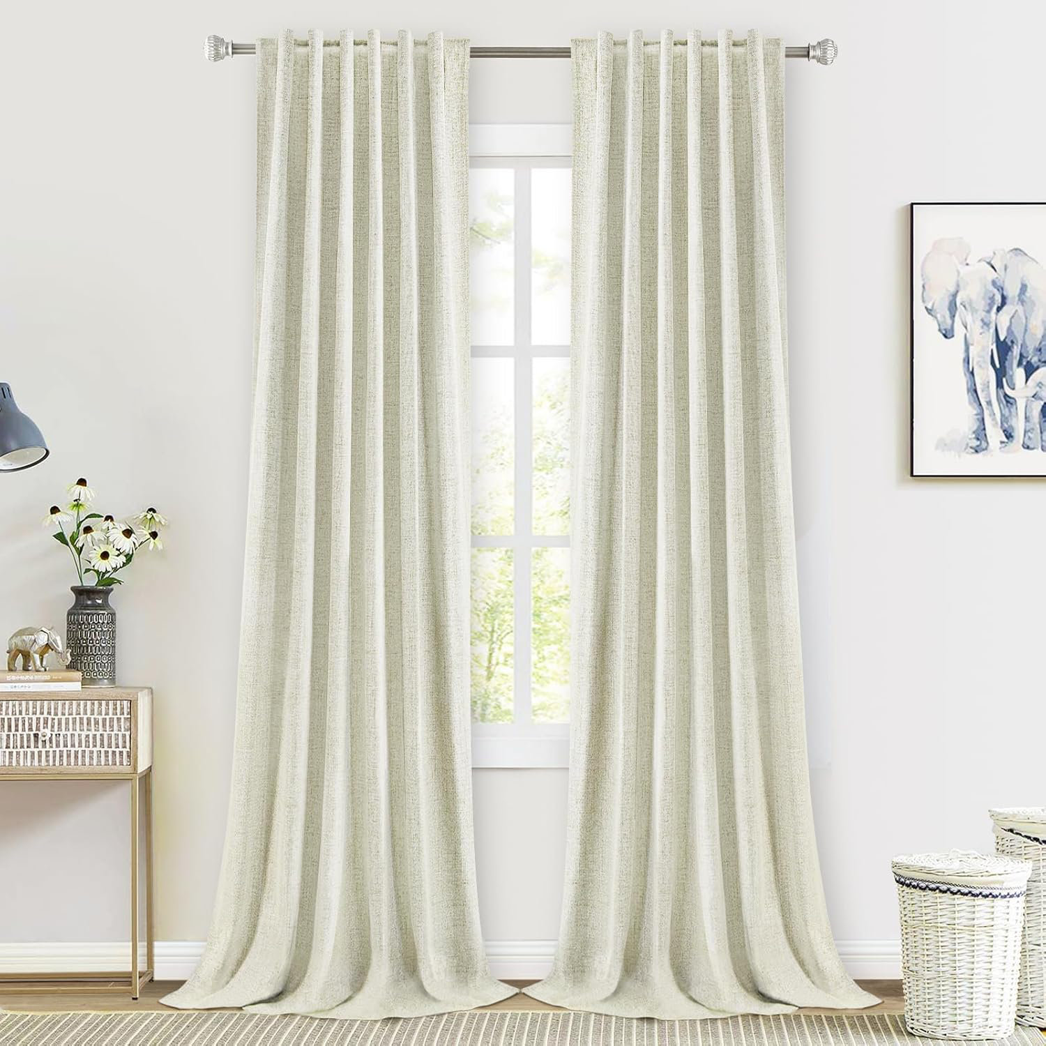 Hokku Designs Symona Linen Blackout Sliding Panel Pair | Wayfair