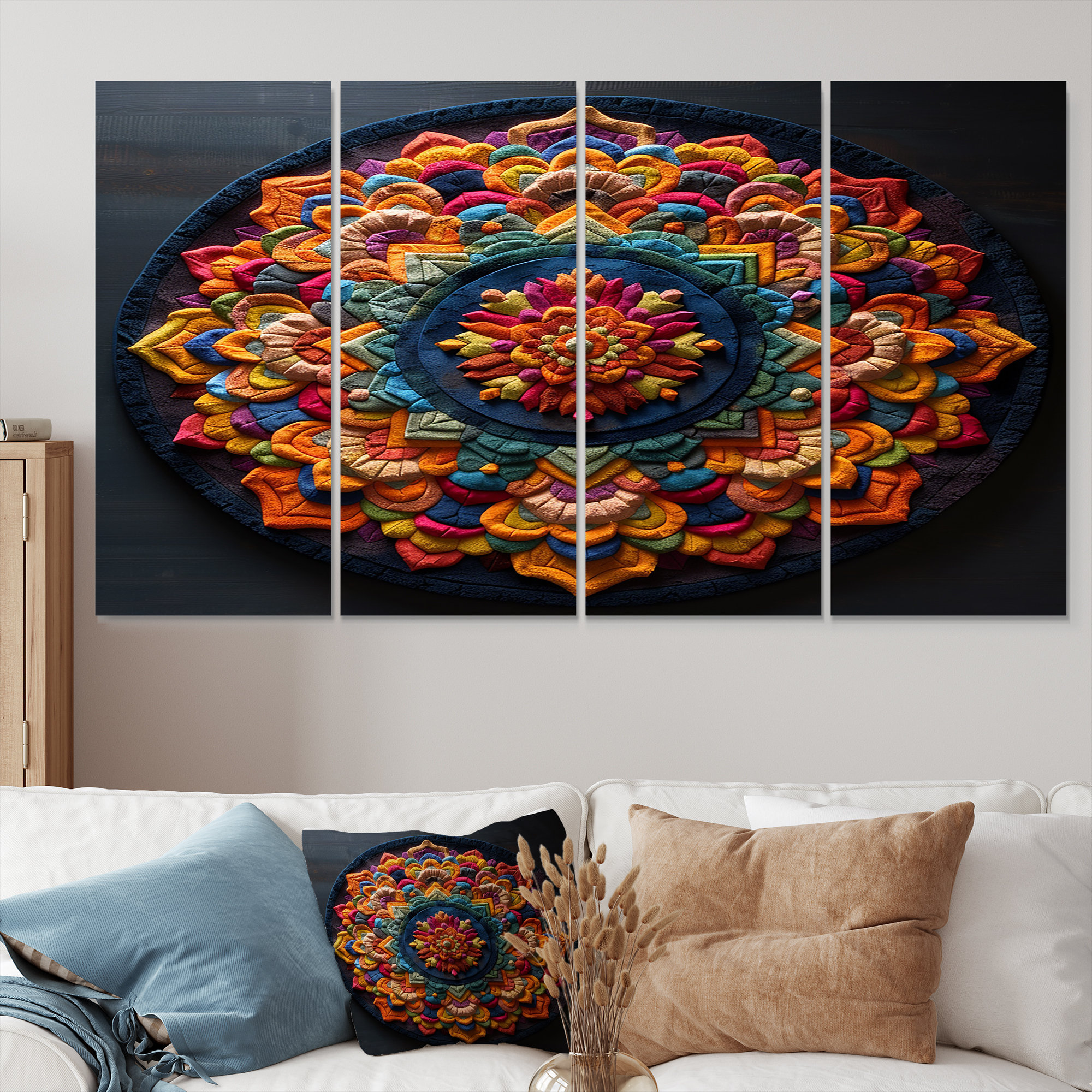 Bungalow Rose Buddhist Sand Flower Mandala - Boho Mandala Wall Art For ...