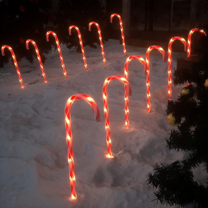 The Holiday Aisle® 28" Christmas Candy Cane Pathway Markers, Set Of 12 ...