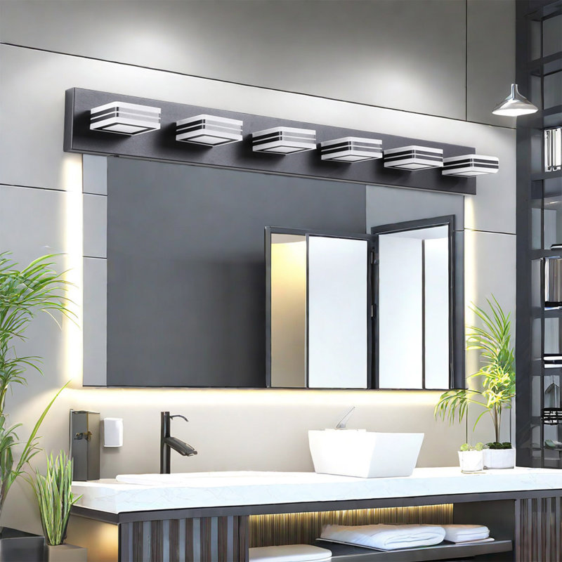 Wrought Studio™ 6-Light Dimmable Bathroom Lighting With 360° Rotating ...