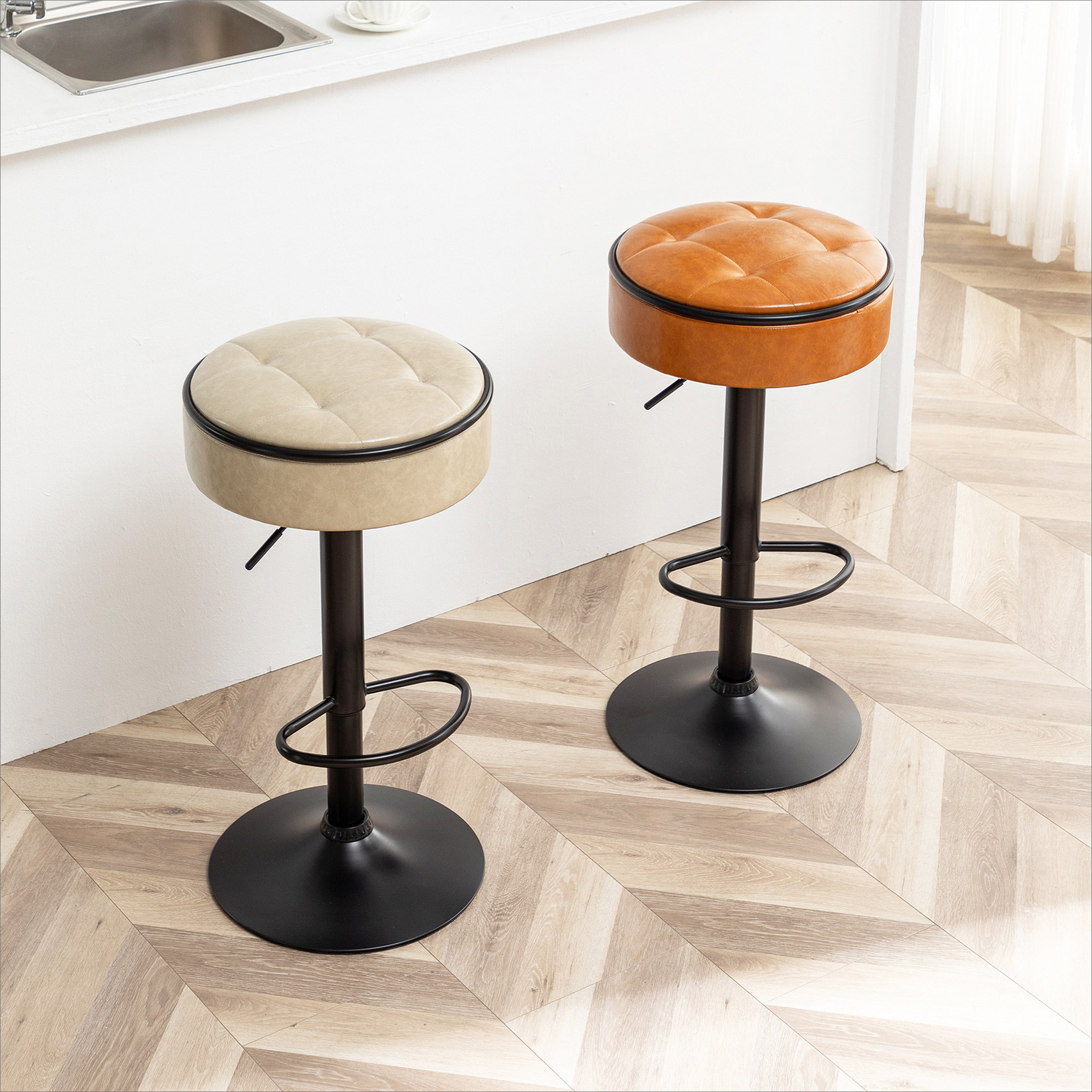 17 Stories Landus Swivel Adjustable Height Counter Stool | Wayfair