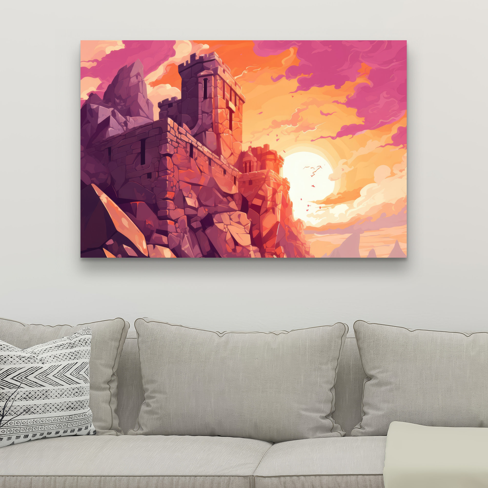 Lark Manor™ The setting rampart - 24"x36" art on canvas | Wayfair