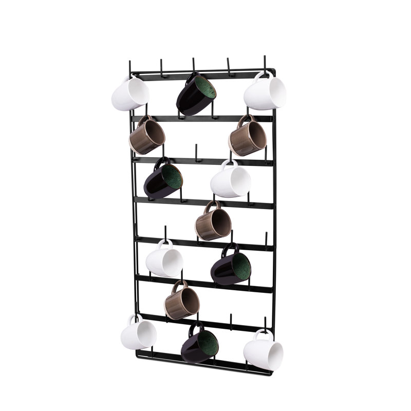 BirdRock Home 36 Peg Mug Rack For Wall - Coffee Tea Cup Glass Storage ...