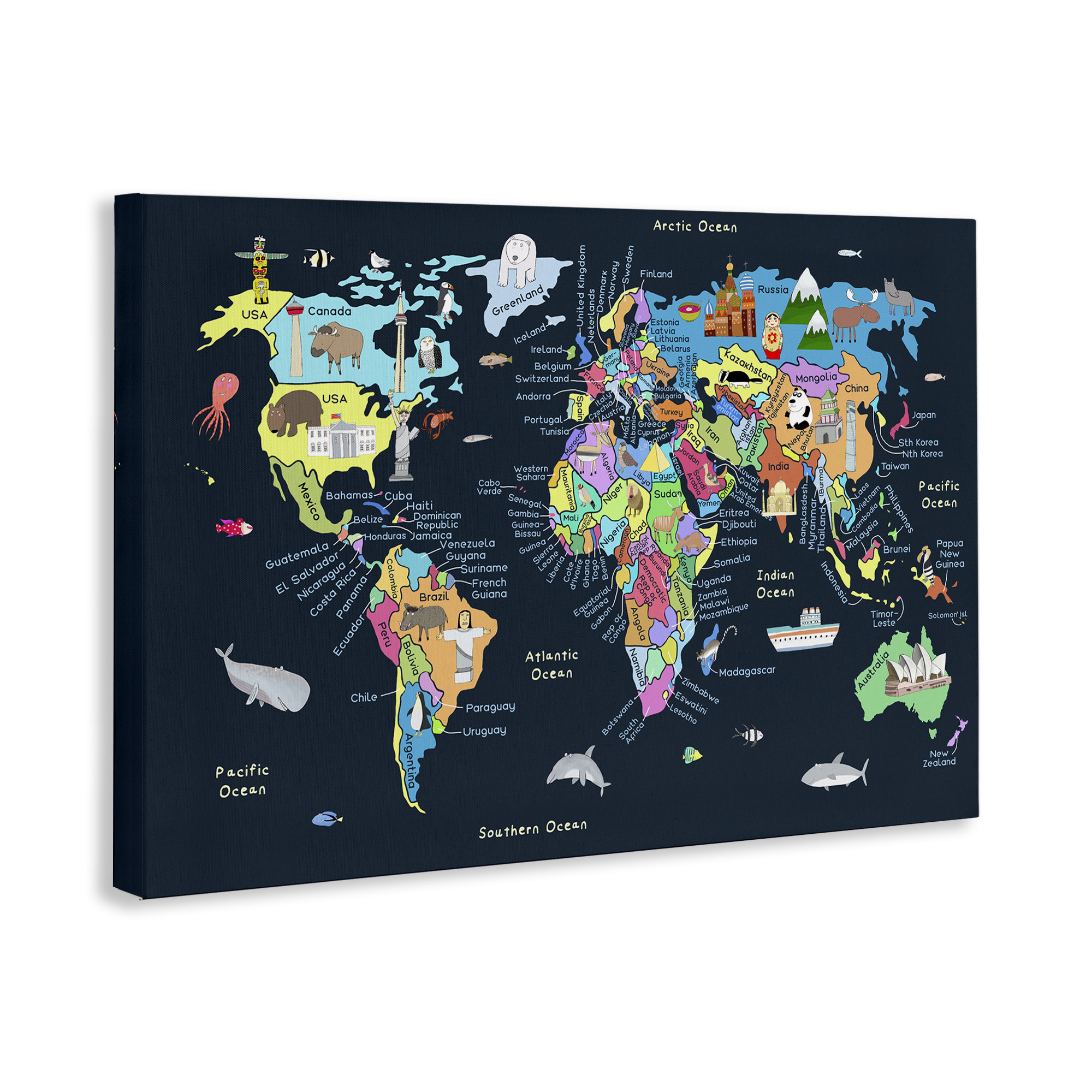 Breakwater Bay Detailed Countries Map Canvas Wall Art by Carla Daly ...