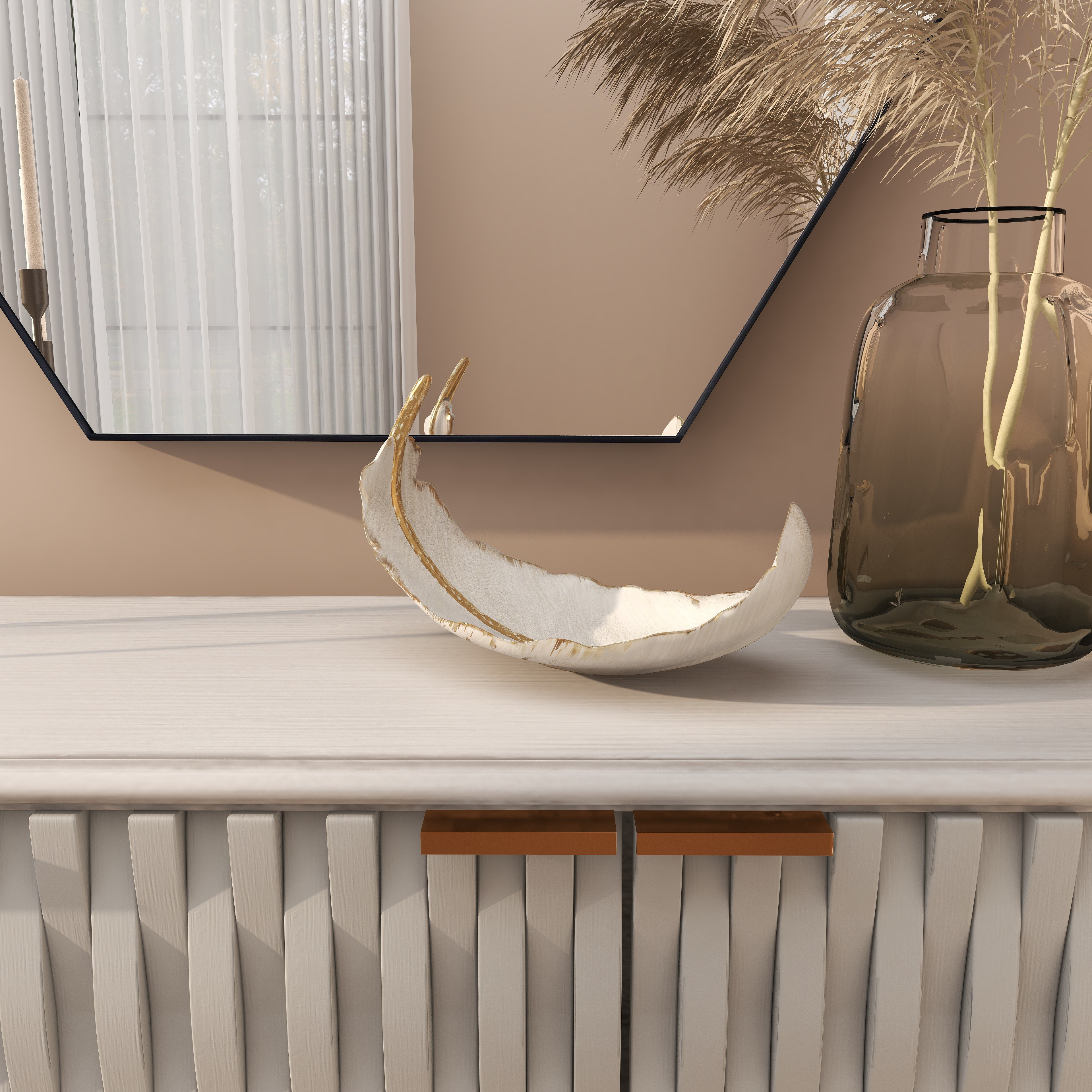 House of Hampton® Polystone Curved Feather Bird Decorative Decorative ...