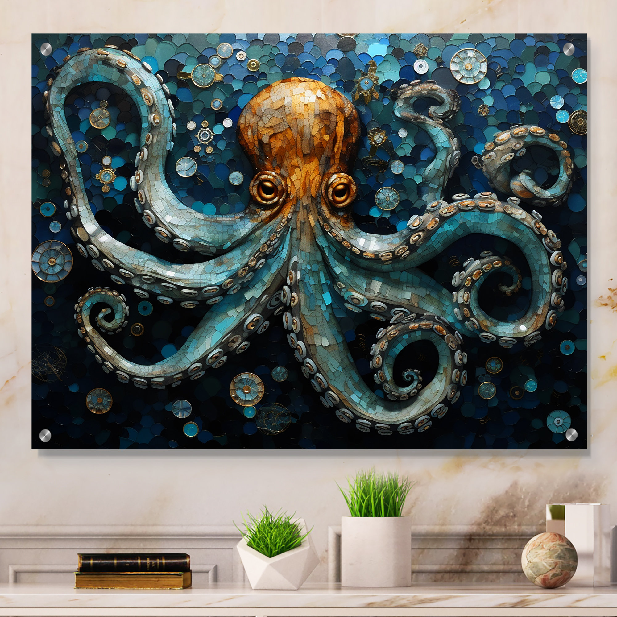Breakwater Bay Portrait Of Blue Mystical Octopus Painting - Octopus ...