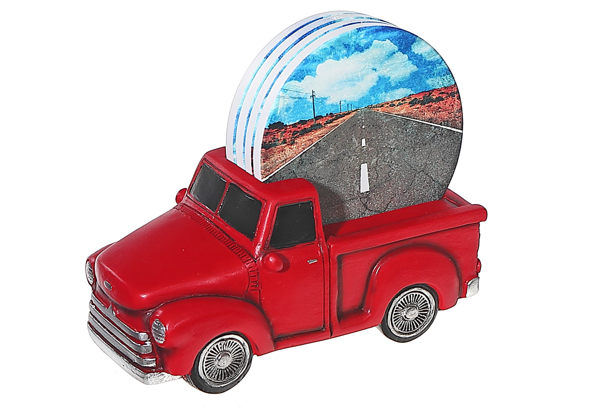 iH casadécor IH Casa Decor Set Of 4 Coasters With Red Truck Holder ...