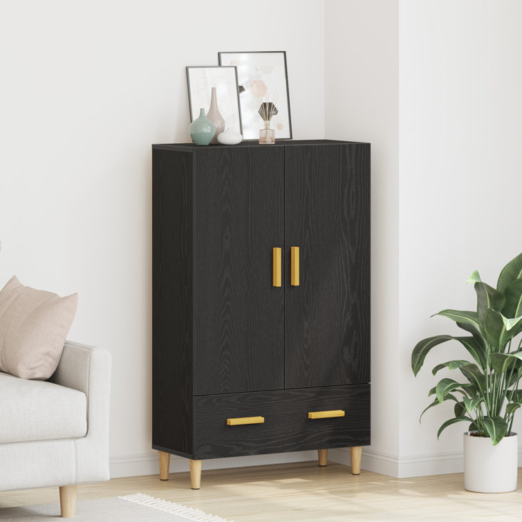 George Oliver Highboard Black Oak Engineered Wood 69.7*31*106 Modern ...
