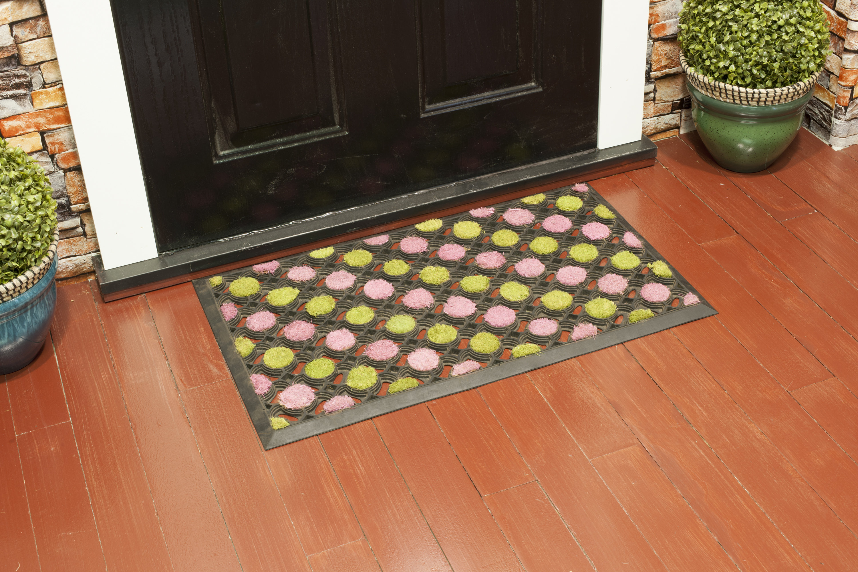 George Oliver Brumley Door Mats Coco Dots 30 in. x 18 in. Outdoor Door ...