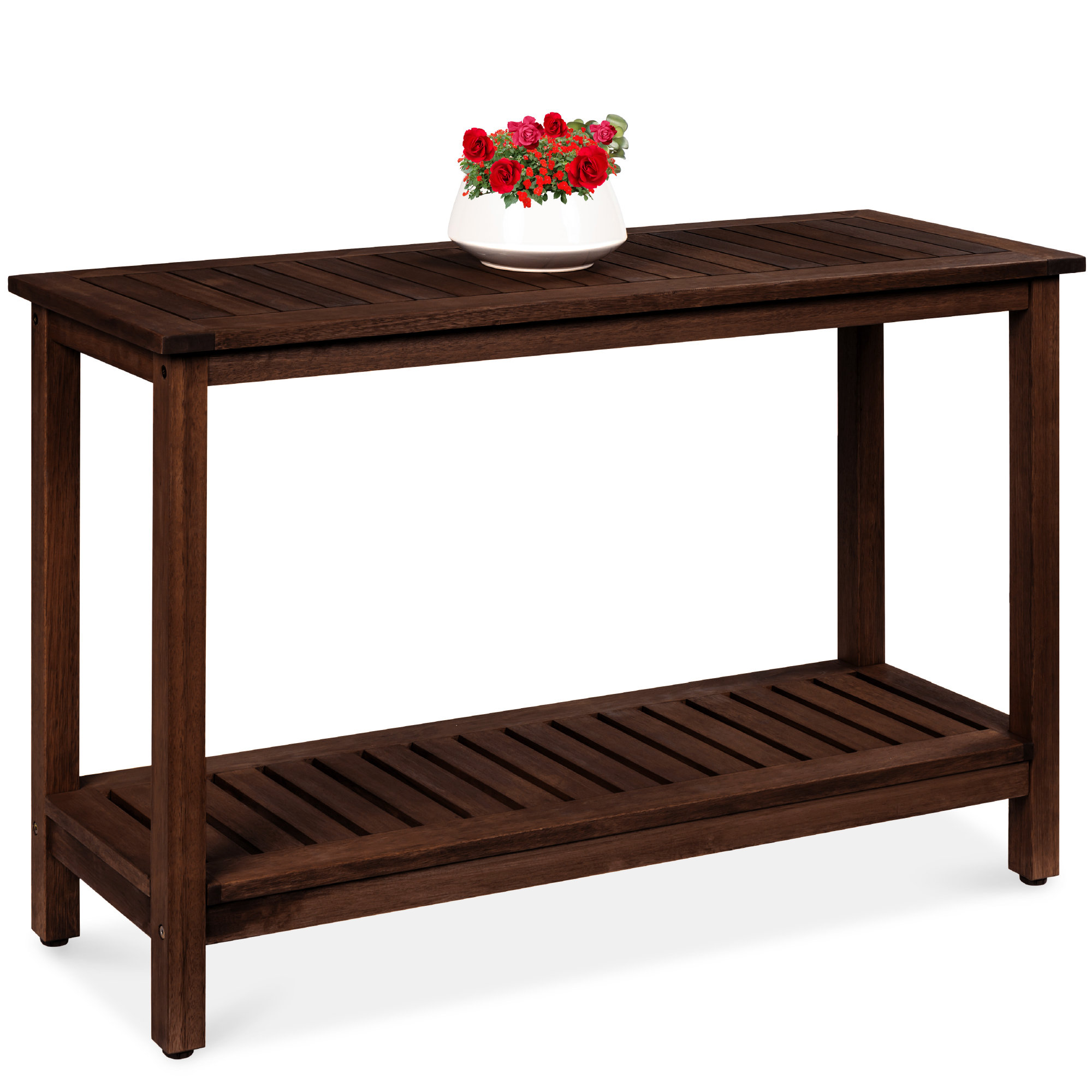 Latitude Run® 48In 2-Shelf Indoor Outdoor Wood Console Table ...