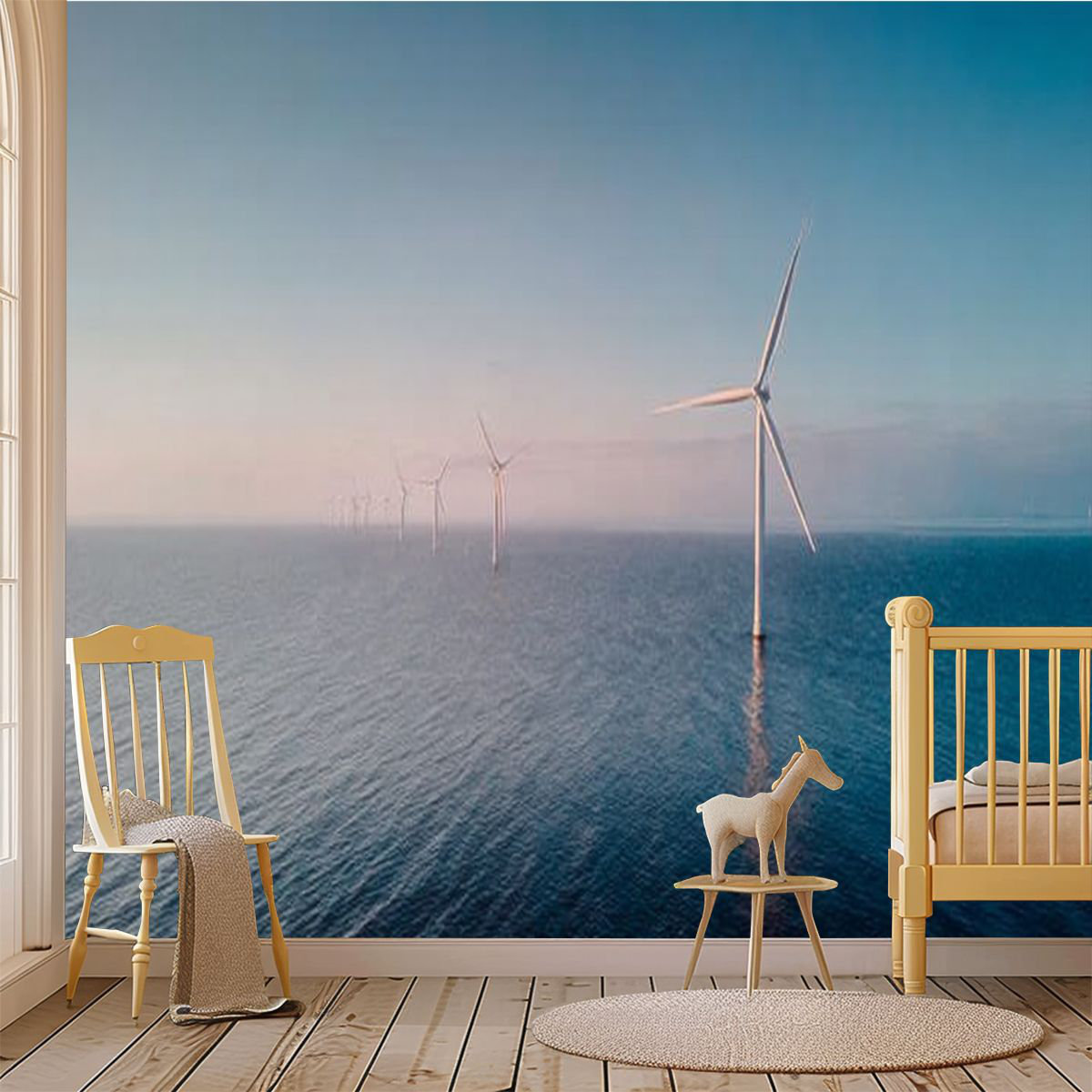 Dovecove Peel and Stick Wallpaper Wall Mural Wind turbine from aerial ...