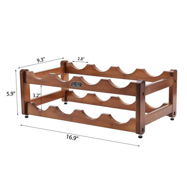 K KELBEL 8 Bottle Solid Wood Tabletop Wine Bottle Rack in Brown ...