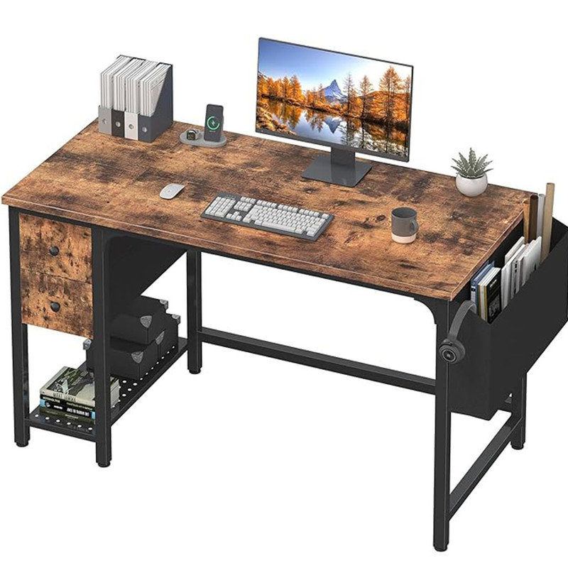 17 Stories Computer Desk with Fabric Drawers, 47 Inch Desk for Study ...