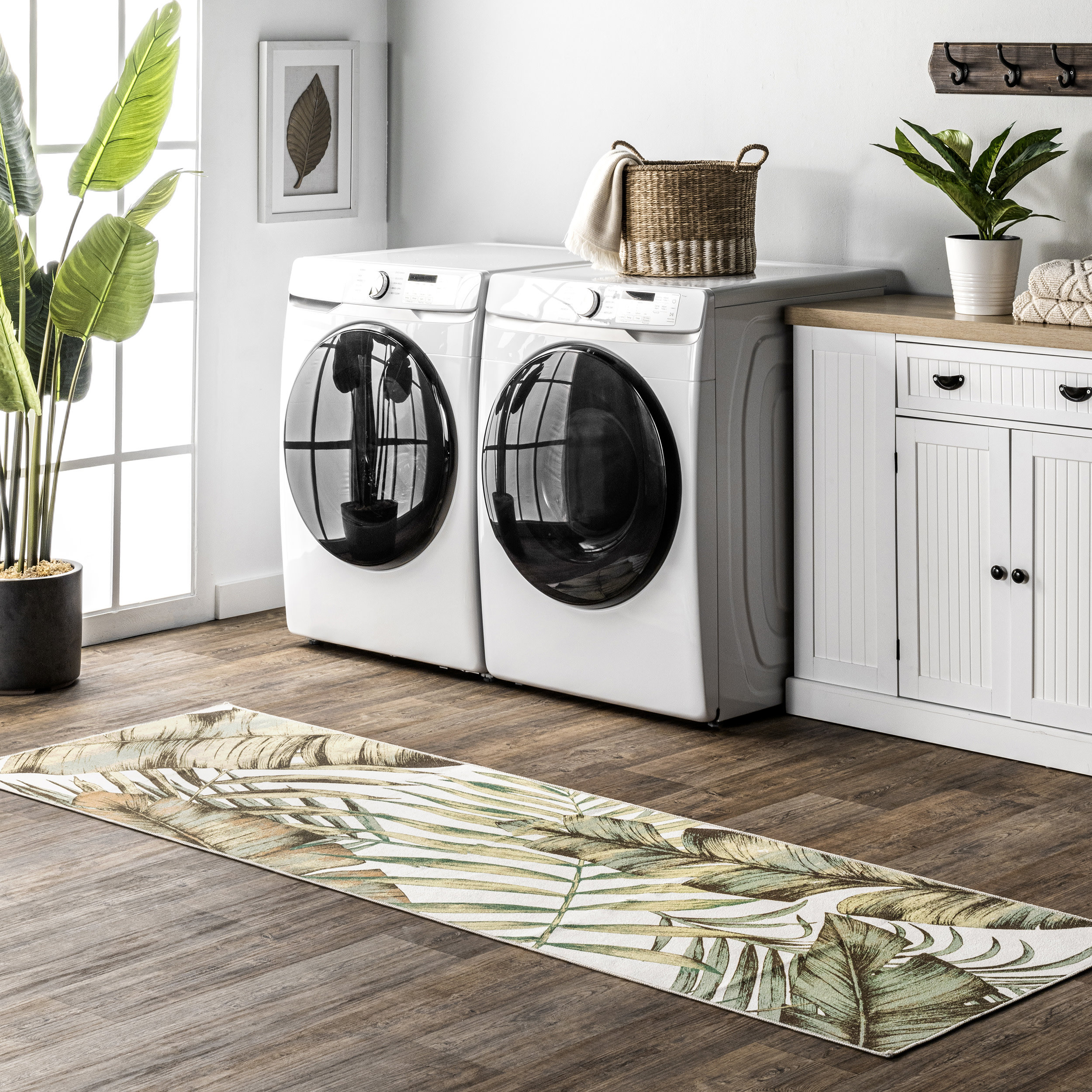 Bay Isle Home™ Elen SpinClean Machine Washable Natural Leaves Area Rug ...