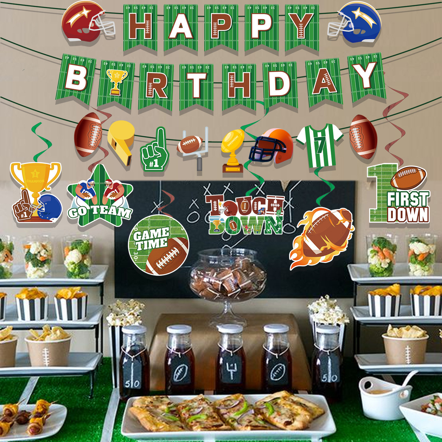 The Party Aisle™ Football Hanging Swirl Banner Decorations, 8pcs ...