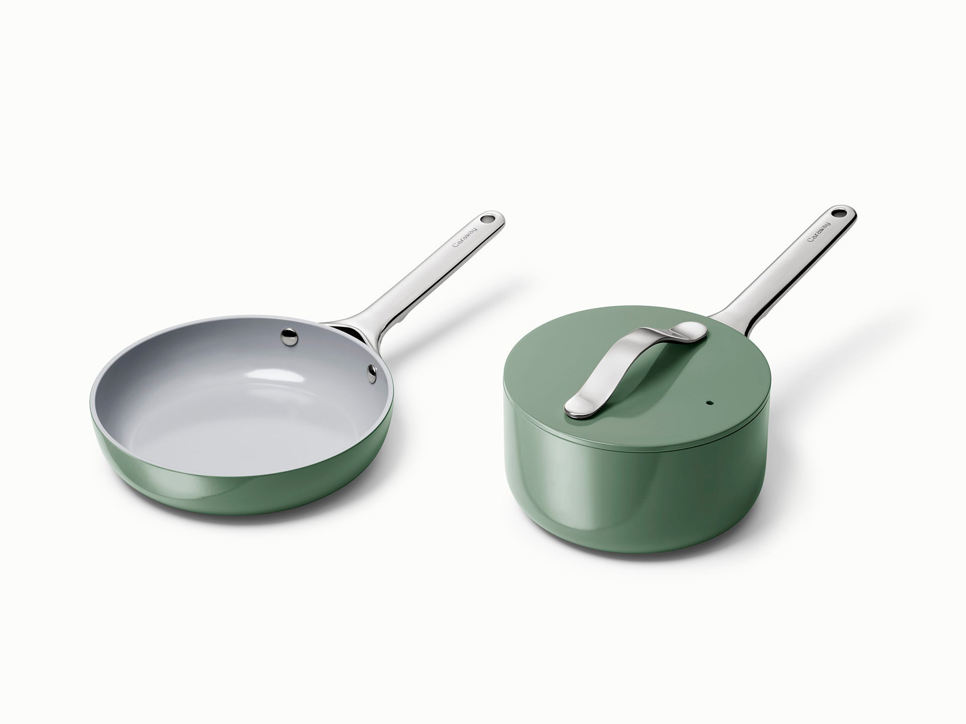 Caraway Nonstick Ceramic Minis Duo Cookware Set - Fry Pan & Saucepan ...