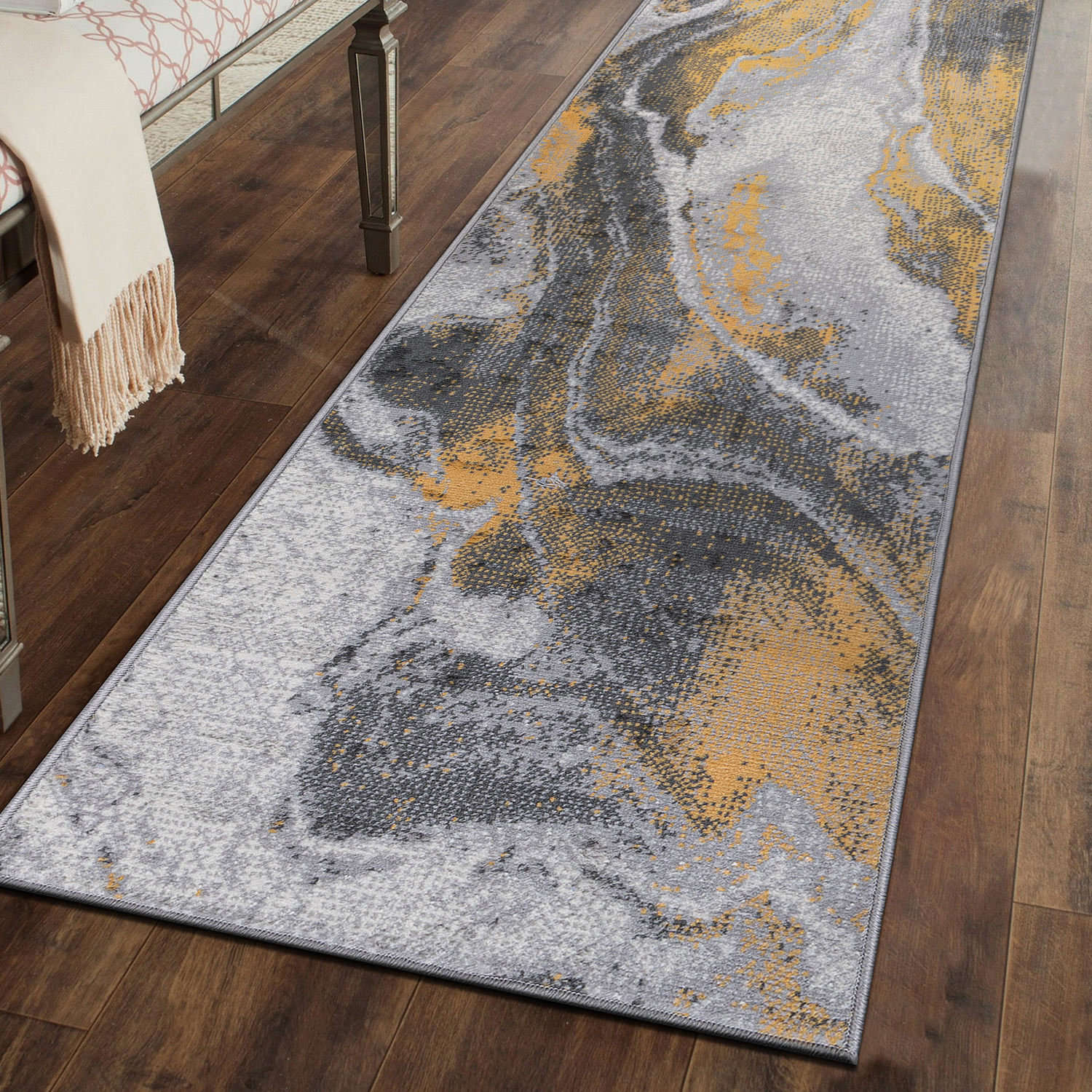 Trent Austin Design® Mohn Abstract Marble Design Ivory/Gray/Yellow Area ...