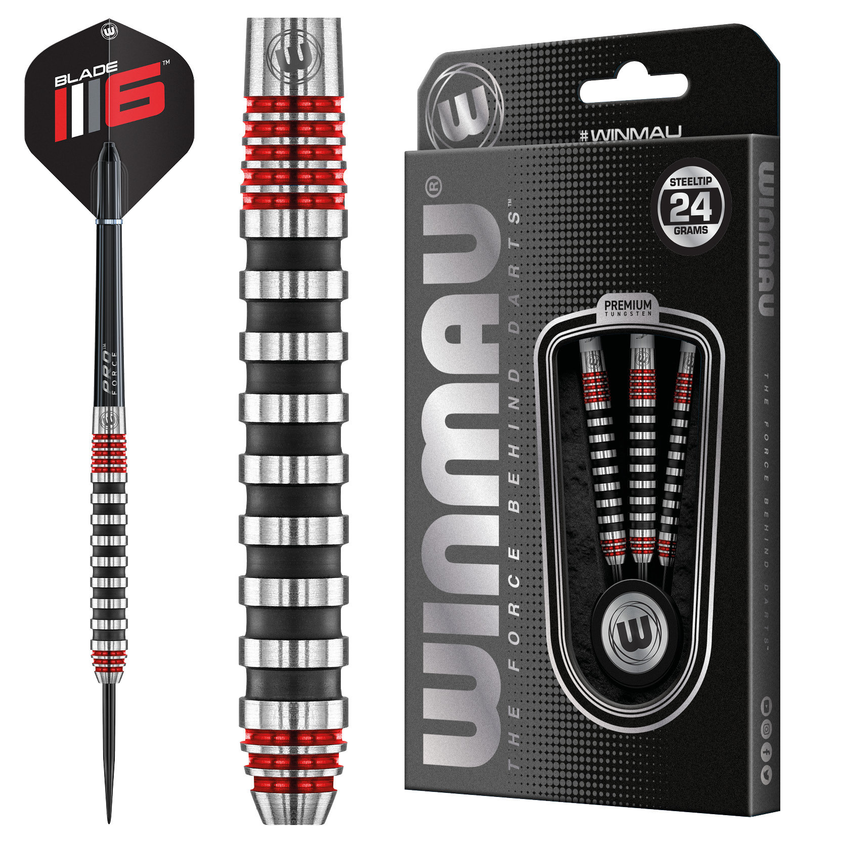 Winmau Darts Winmau Advance 500 Series Red 24G Steel Tip Darts Set ...