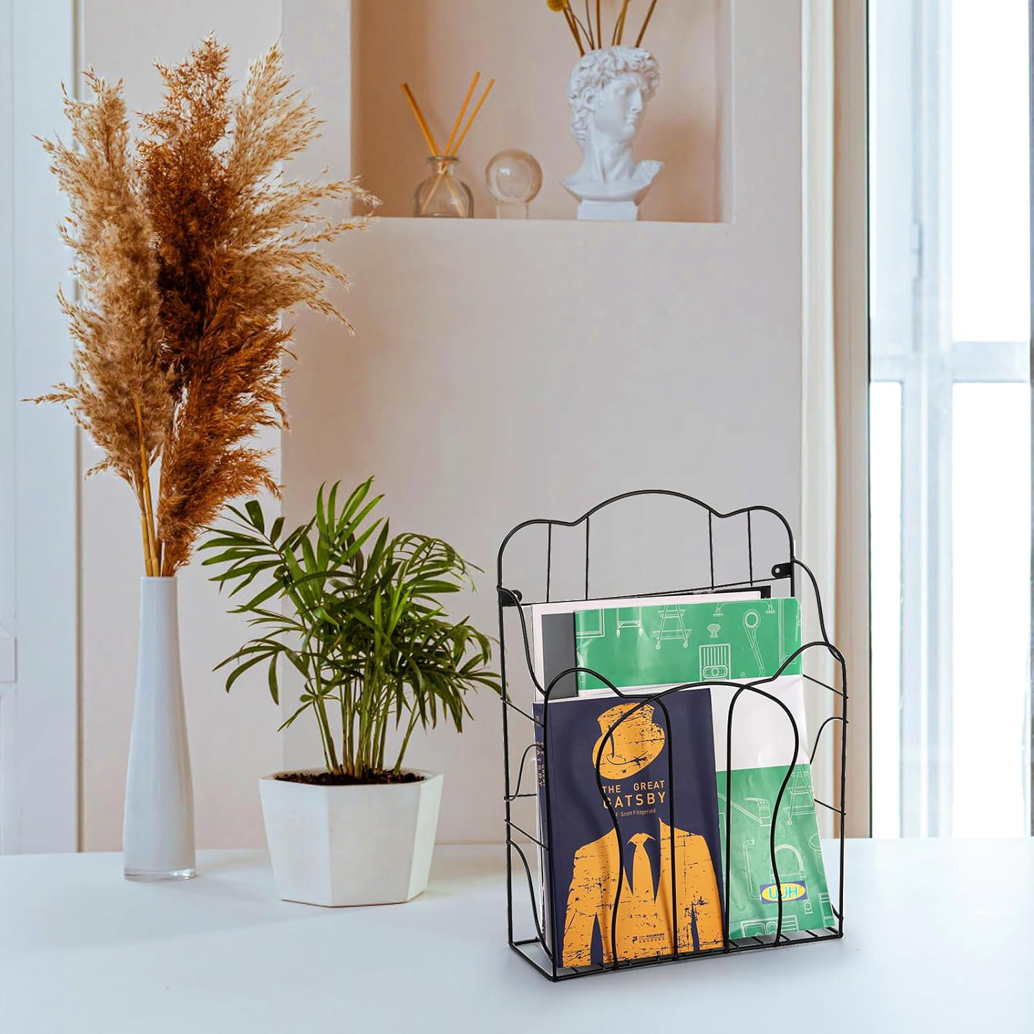 Lark Manor Wall Mounted Magazine Holder, Metal Wire Hanging Wall File ...