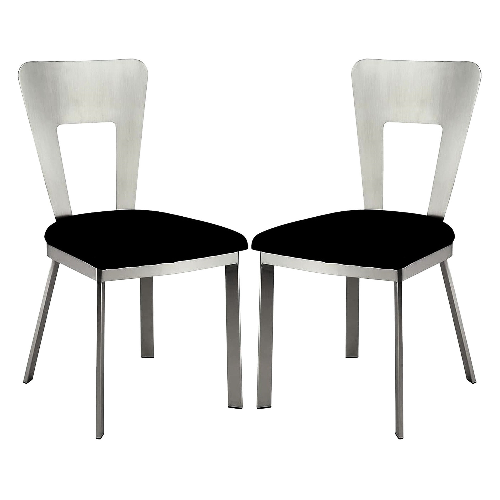 Hokku Designs Modern Black Microfiber Seat Metal Chairs For Dining Area ...