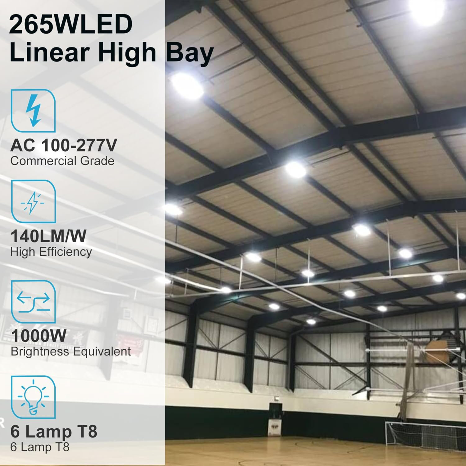 Co-t 4Ft Led High Bay Lights 260W 37100Lm 5000K Commercial-Grade With ...