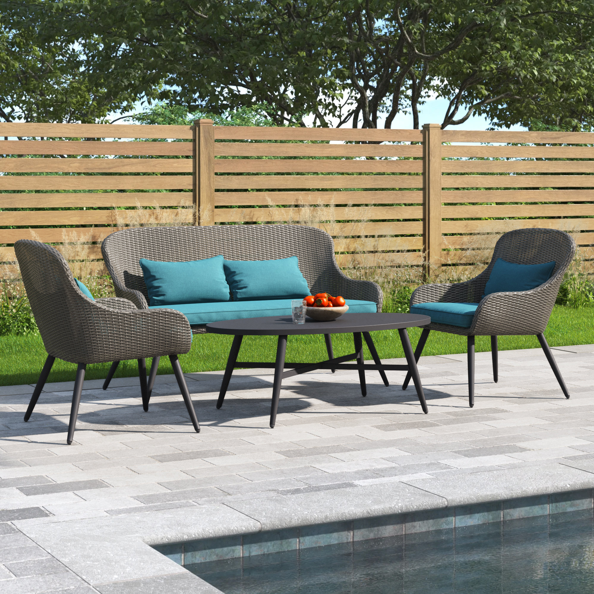 Sand & Stable Holderness 4 - Person Outdoor Seating Group with Cushions ...