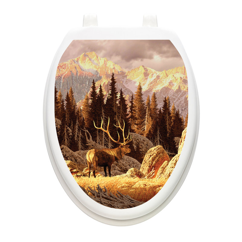 Toilet Tattoos Themes Elk Bull Toilet Seat Decal, Reusable Static Cling ...