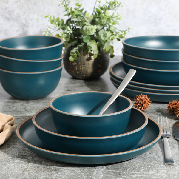 Gibson Home Rockabye 12 Piece Double Bowl Melamine Dinnerware Set ...
