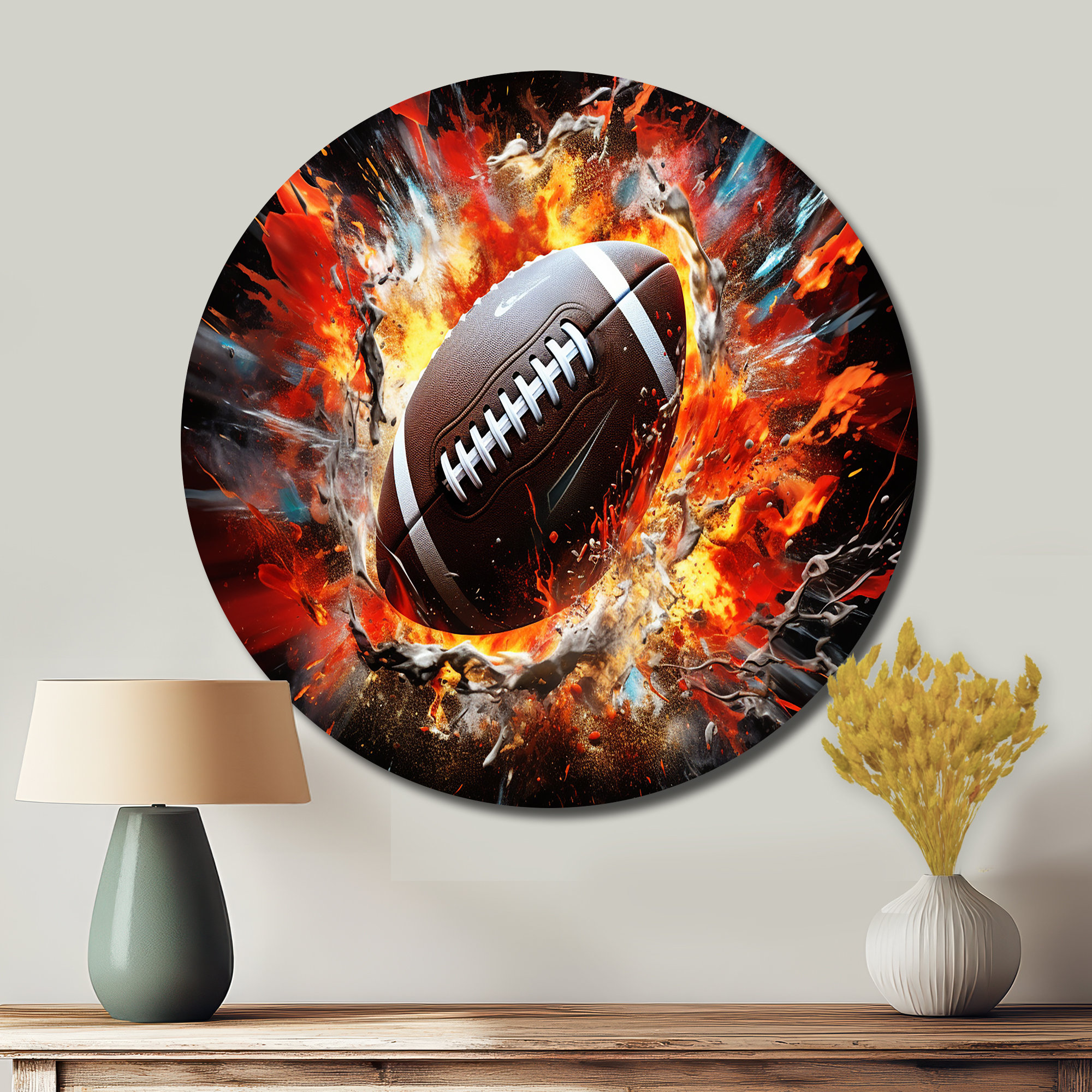 Lark Manor™ Red Football Explosive Ballon - Sports Round Metal Art ...