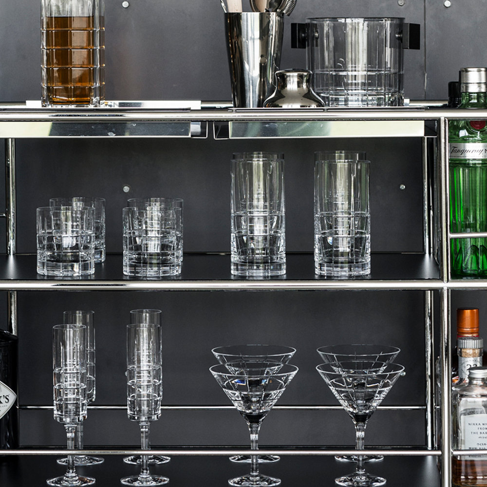 Orrefors Street Bar Cart 53-Piece Set | Perigold