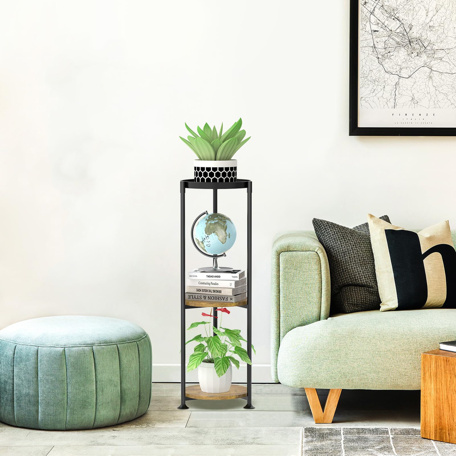 Arlmont & Co. 3 Tier Tall Metal Plant Stand Indoor Outdoor, Corner ...